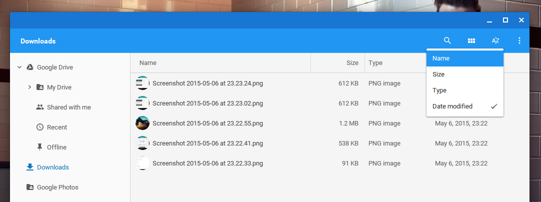Chrome OS File Manager Adds 'Sort Files' Menu